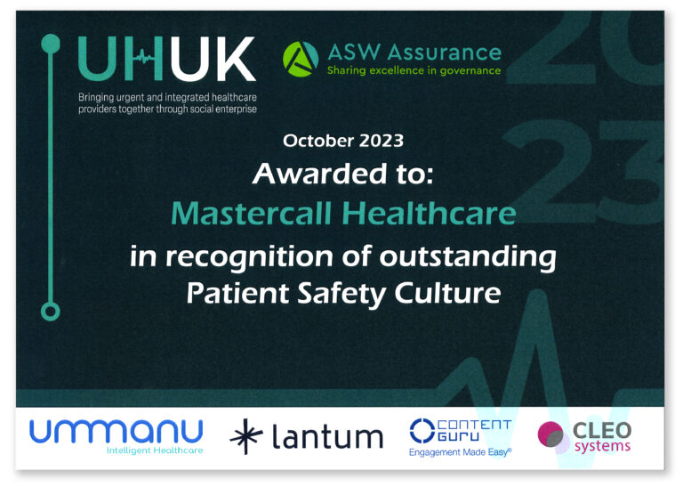 Mastercall Receive “Outstanding Patient Safety Culture” Award at UHUK ...